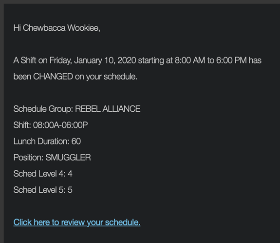 Schedule Change Notifications